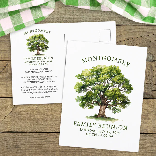 Family Reunion Watercolor Family Tree Postcard | Zazzle