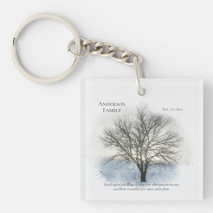 Family Reunion Watercolor Tree Party Favors Keychain | Zazzle.com