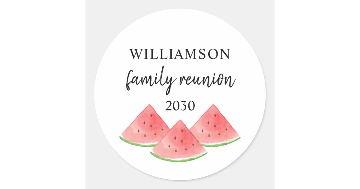 Family Reunion Watermelon Classic Round Sticker | Zazzle
