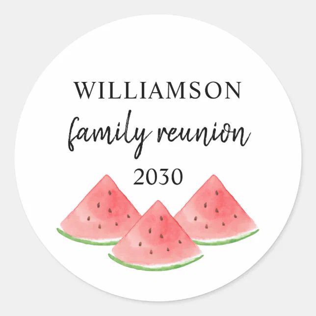 Family Reunion Watermelon Classic Round Sticker | Zazzle
