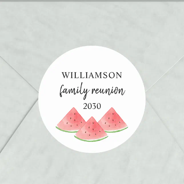 Family Reunion Watermelon Classic Round Sticker | Zazzle