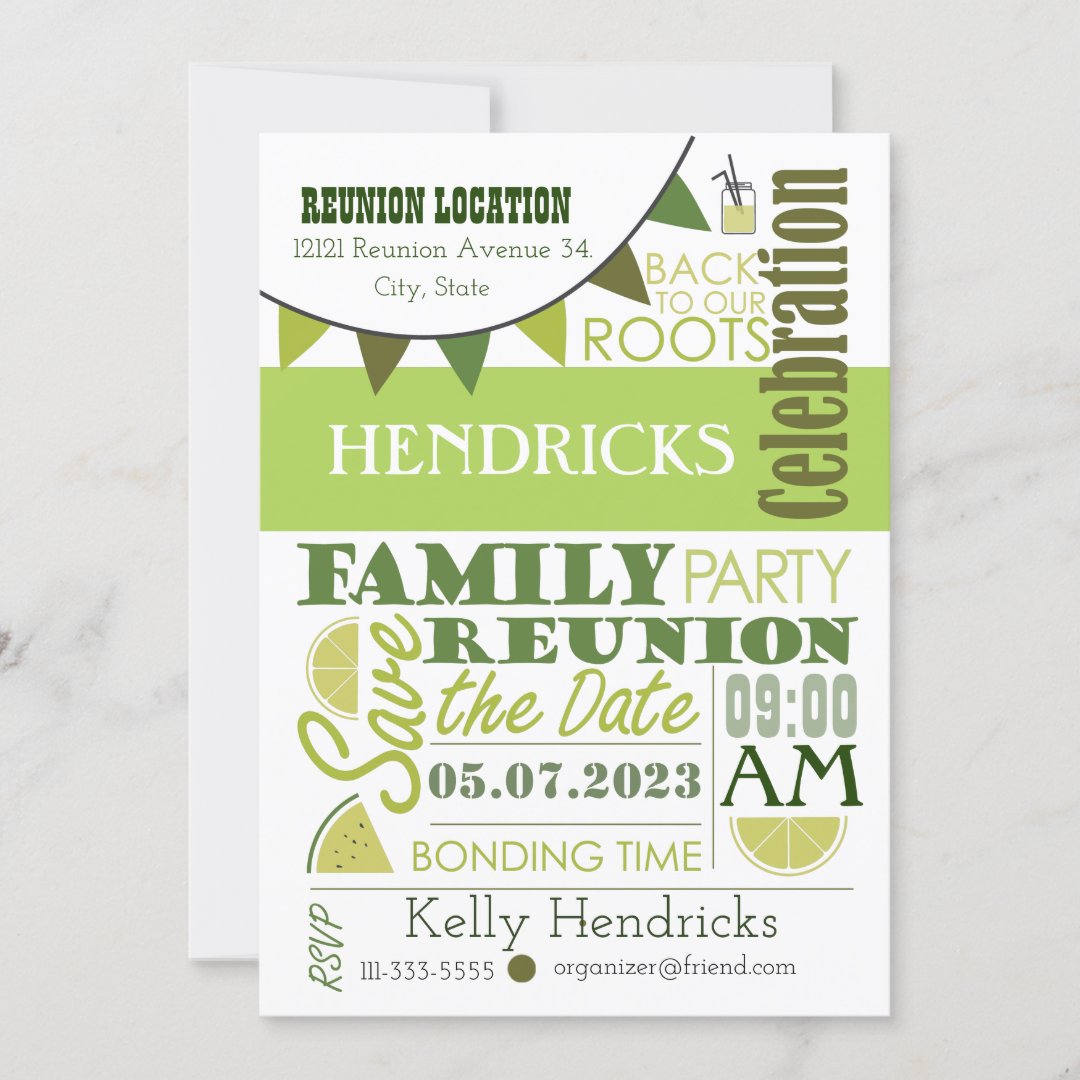 Family Reunion Word Art design Invitation | Zazzle