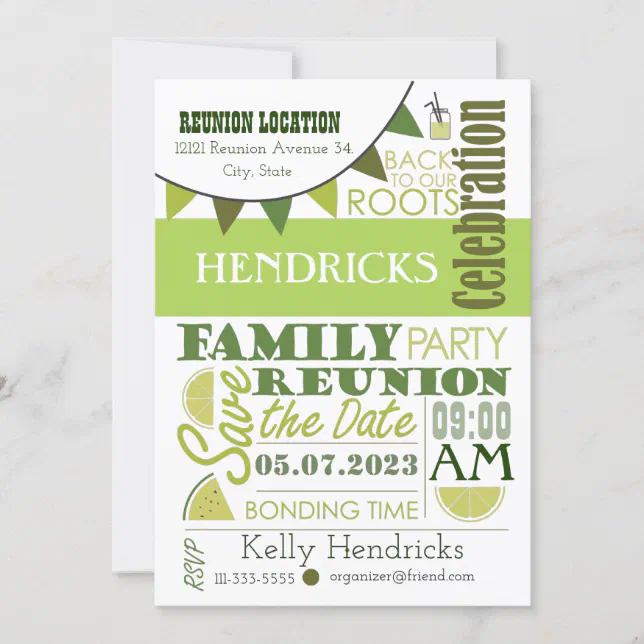 Family Reunion Word Art design Invitation | Zazzle
