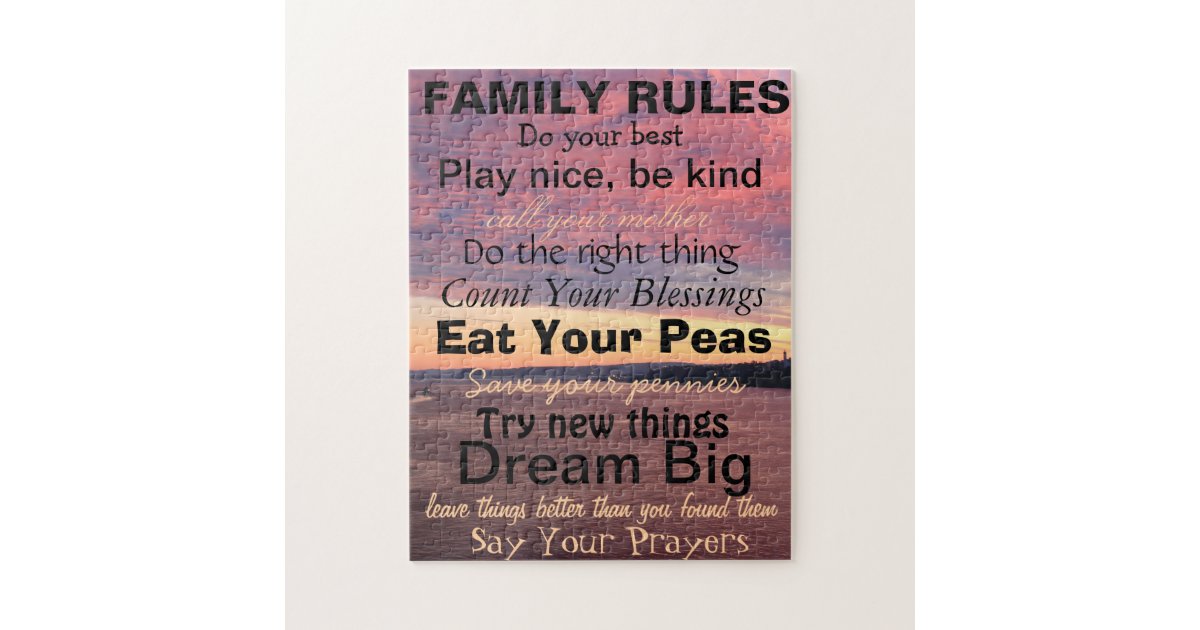 FAMILY RULES Personalized Family Jigsaw Puzzle Zazzle FAMILY RULES Personalized Family Jigsaw Puzzle Zazzle