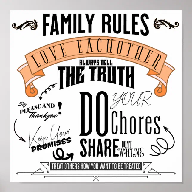 FAMILY RULES Print, Value Poster Paper (Matte) | Zazzle