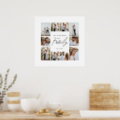 Family script elegant modern minimal photo collage poster | Zazzle
