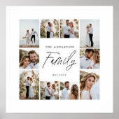 Family script elegant modern minimal photo collage poster | Zazzle