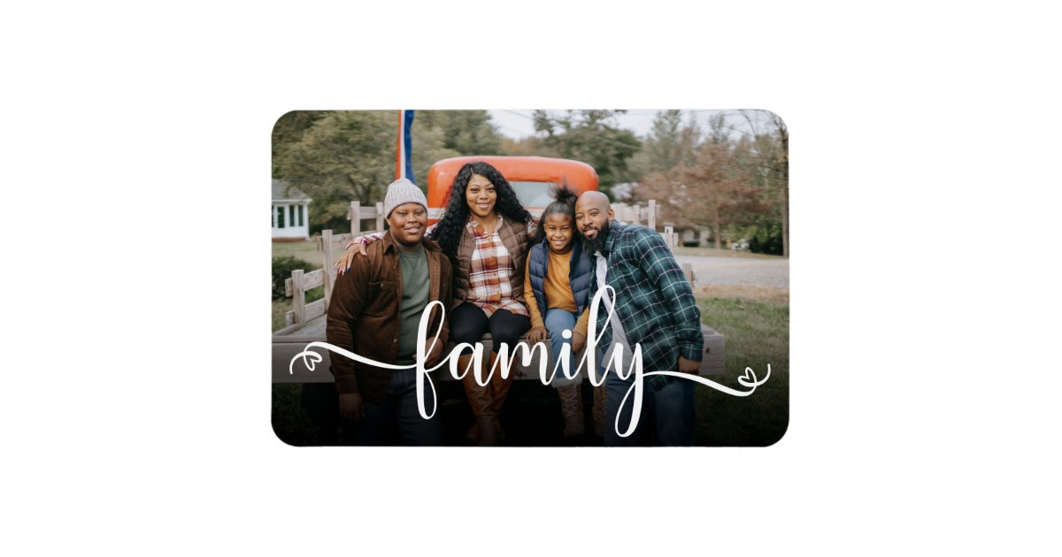 Family Script Photo Magnet | Zazzle