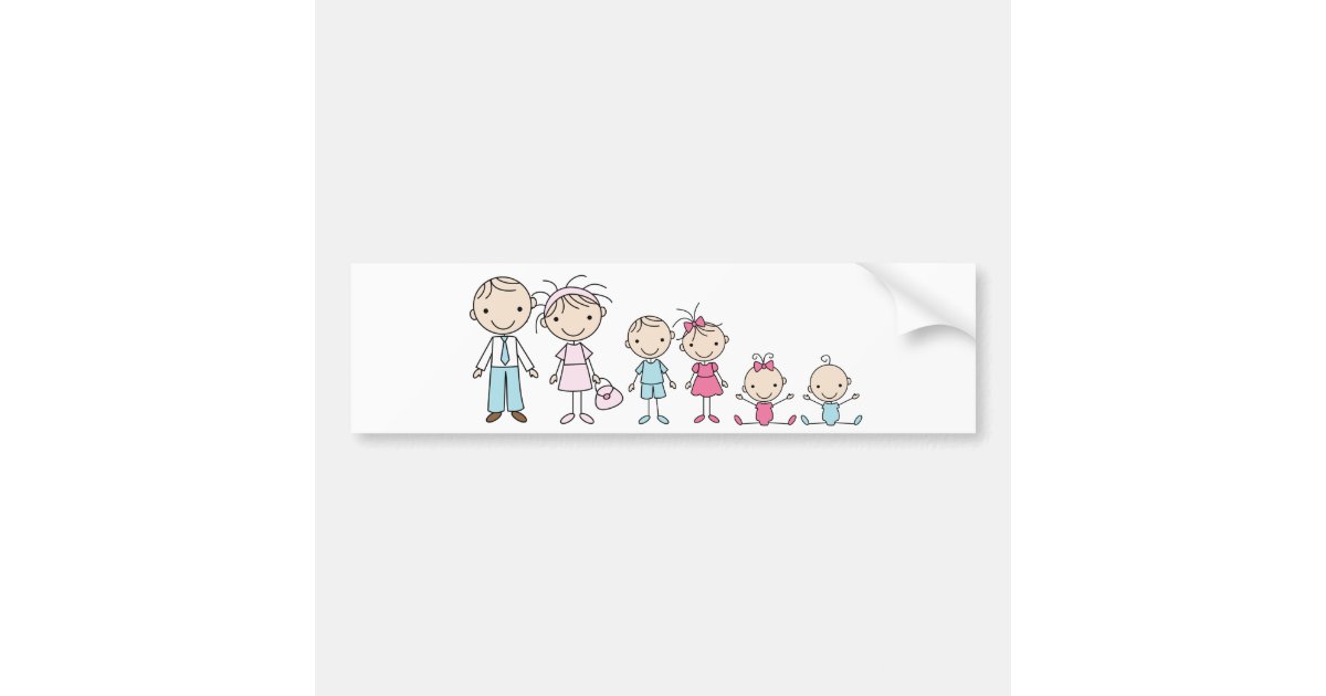 Family Stick Figures Bumper Stickers | Zazzle