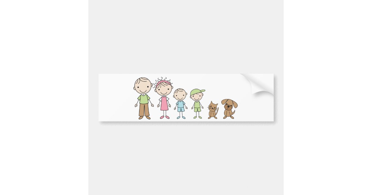 Family Stick Figures Bumper Stickers | Zazzle