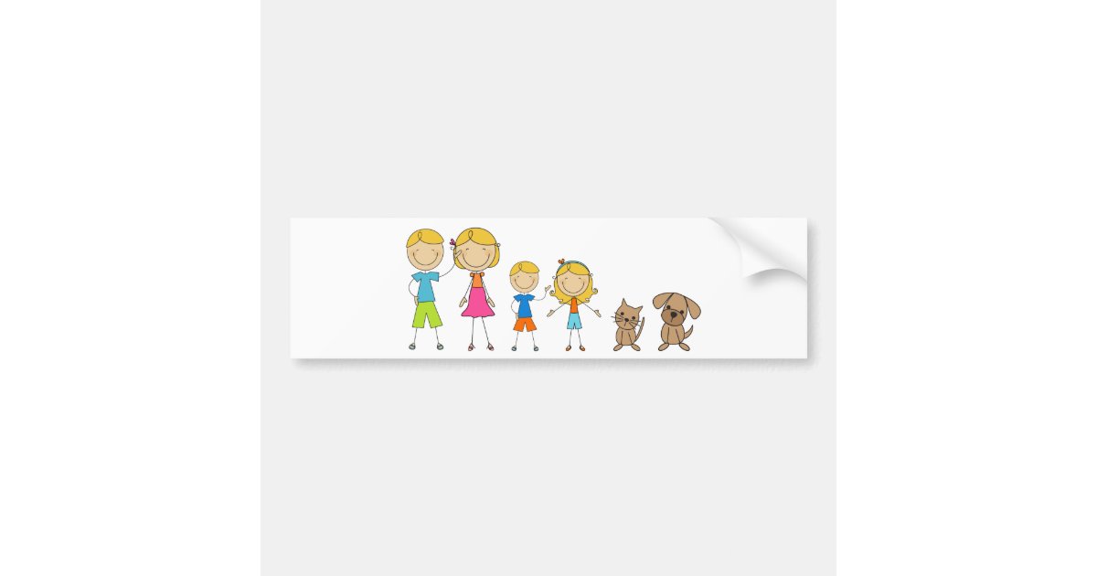Family Stick Figures Bumper Stickers | Zazzle