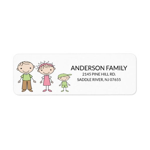 Family Stick People Return Address Labels | Zazzle