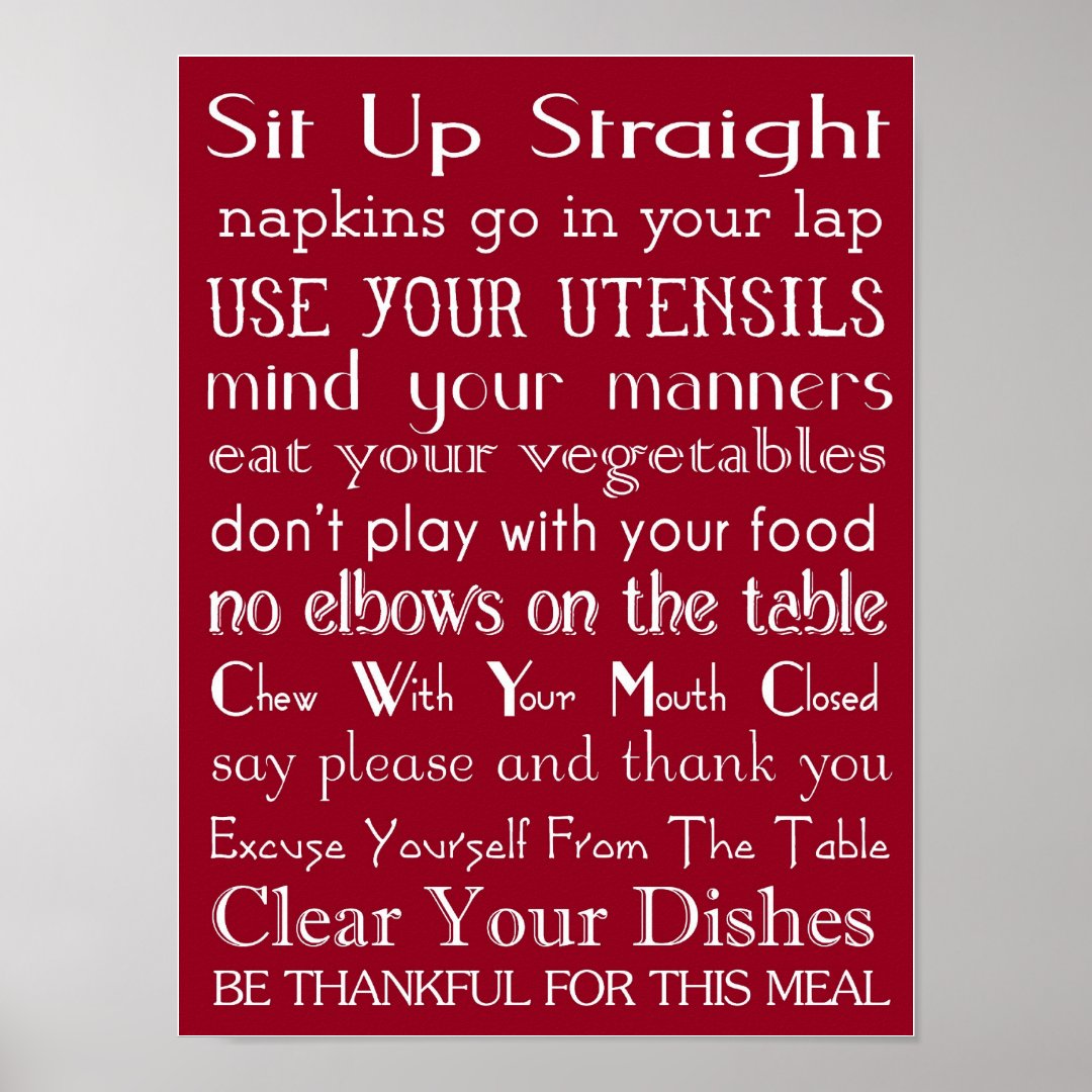 Family Table Rules Poster | Zazzle