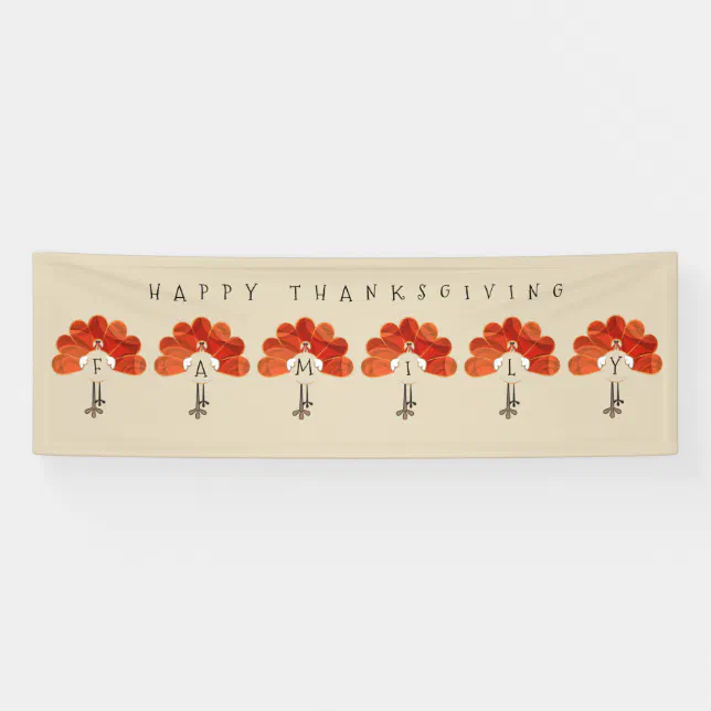 Family Thanksgiving Turkeys Banner | Zazzle