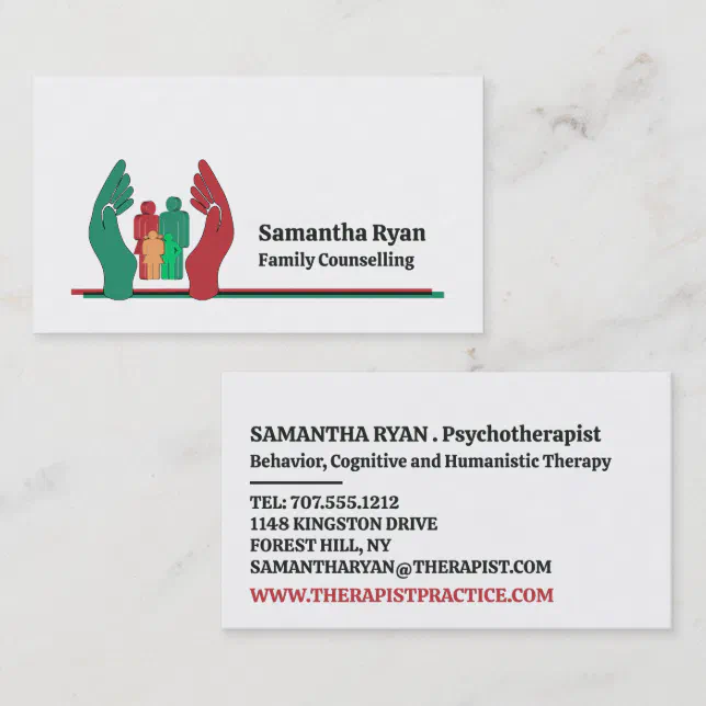 Family Therapy Care Design, Psychotherapist Business Card | Zazzle