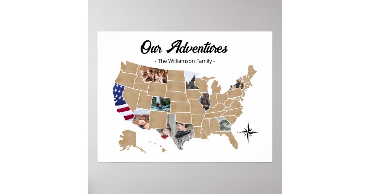 Family Travel Adventures USA Photo Collage Poster | Zazzle