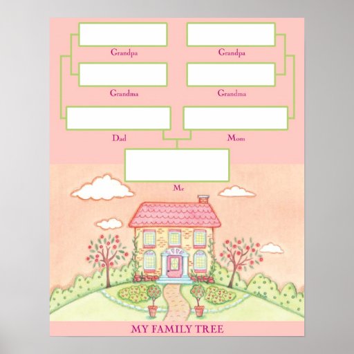Family Tree 01 Pink Poster | Zazzle