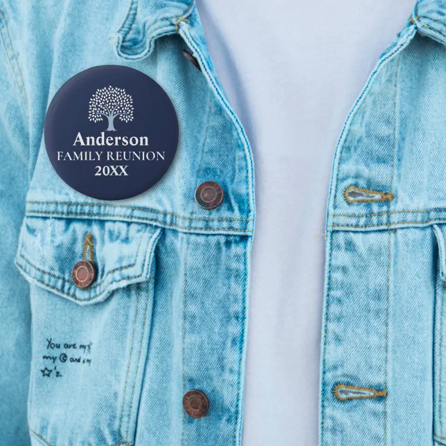 Family Tree Family Reunion Custom Name/Date Button | Zazzle