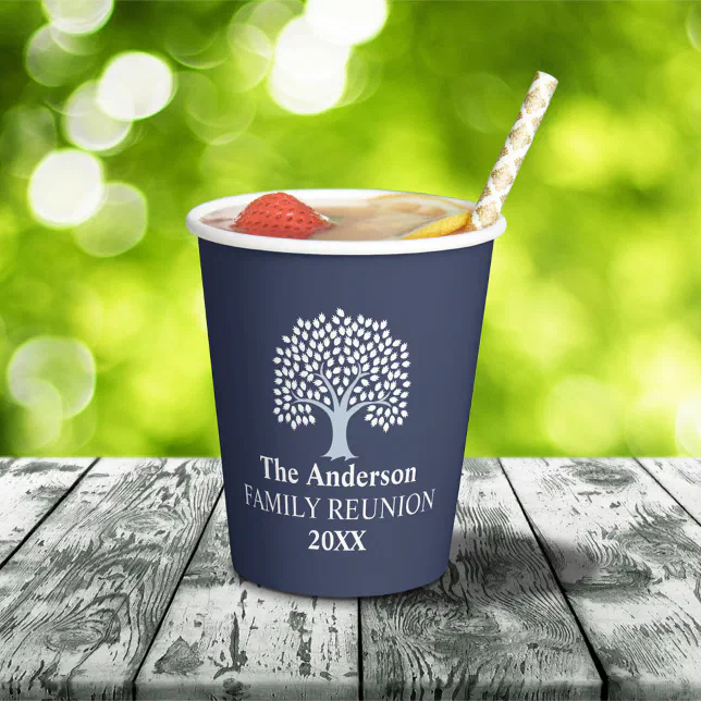 Family Tree Family Reunion Custom Name/Date Paper Cups | Zazzle