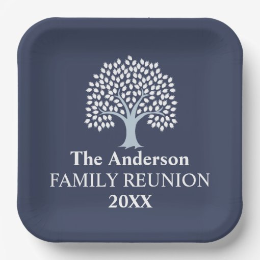 Family Tree Family Reunion Custom Name/Date Paper Plates | Zazzle