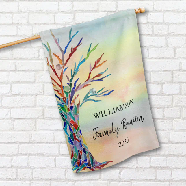 Family Tree Family Reunion House Flag | Zazzle
