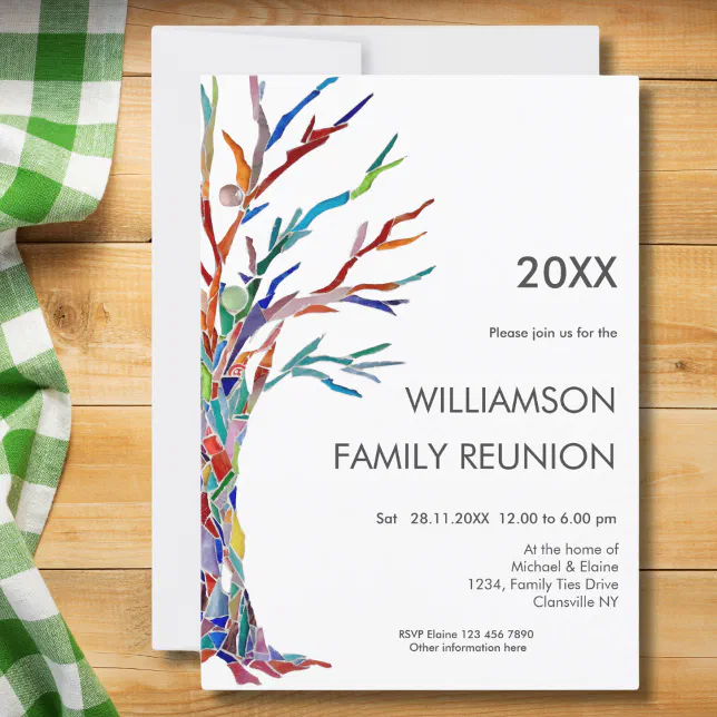 Family Tree Family Reunion Rainbow Family Tree Invitation | Zazzle