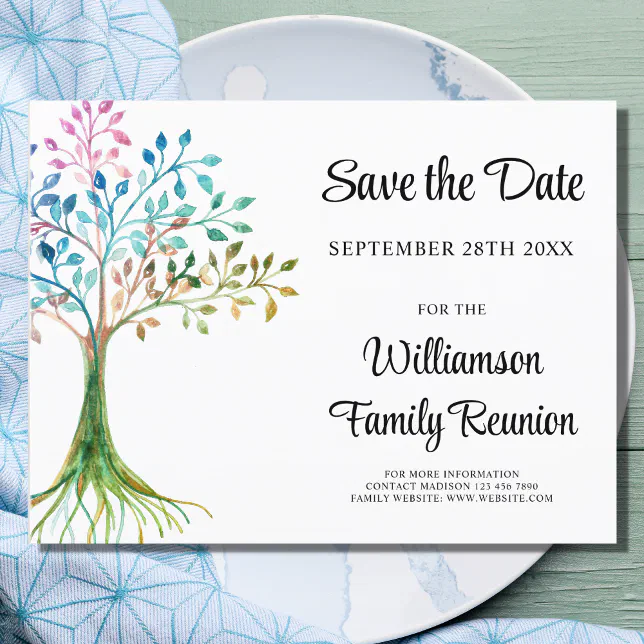 Family Tree Family Reunion Save The Date Announcement Postcard | Zazzle