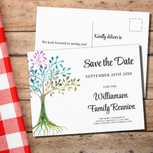 Family Tree family Reunion Save The Date Announcement Postcard | Zazzle