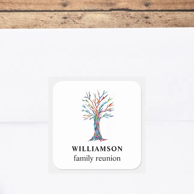 Family Tree Family Reunion Square Sticker | Zazzle