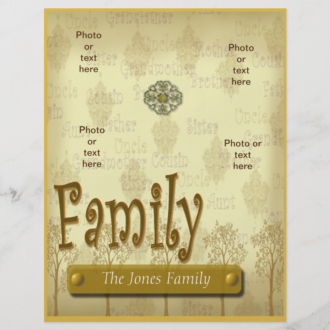 Family Tree Genealogy flyer or scrapbook template | Zazzle
