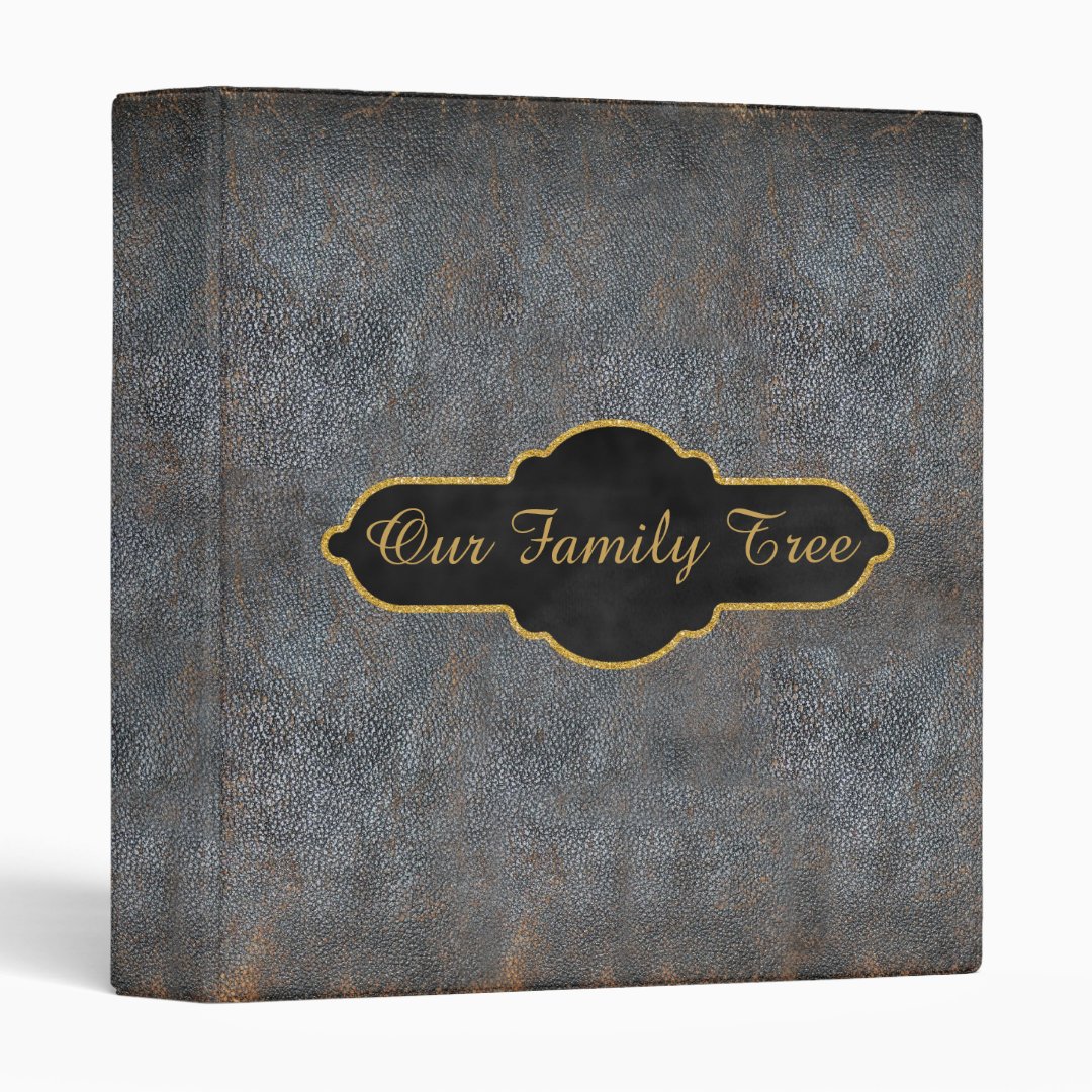 Family Tree Genealogy Rustic Antique Book Leather 3 Ring Binder | Zazzle