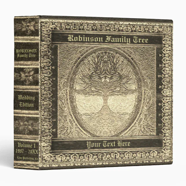 Family Tree | Gold Antique Looking Book 3 Ring Binder | Zazzle