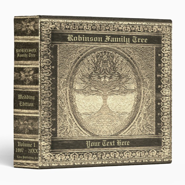 Family Tree | Gold Antique Looking Book 3 Ring Binder | Zazzle.com