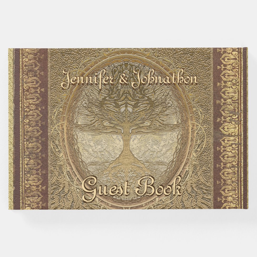 Family Tree Gold Vintage Look Guest Book | Zazzle