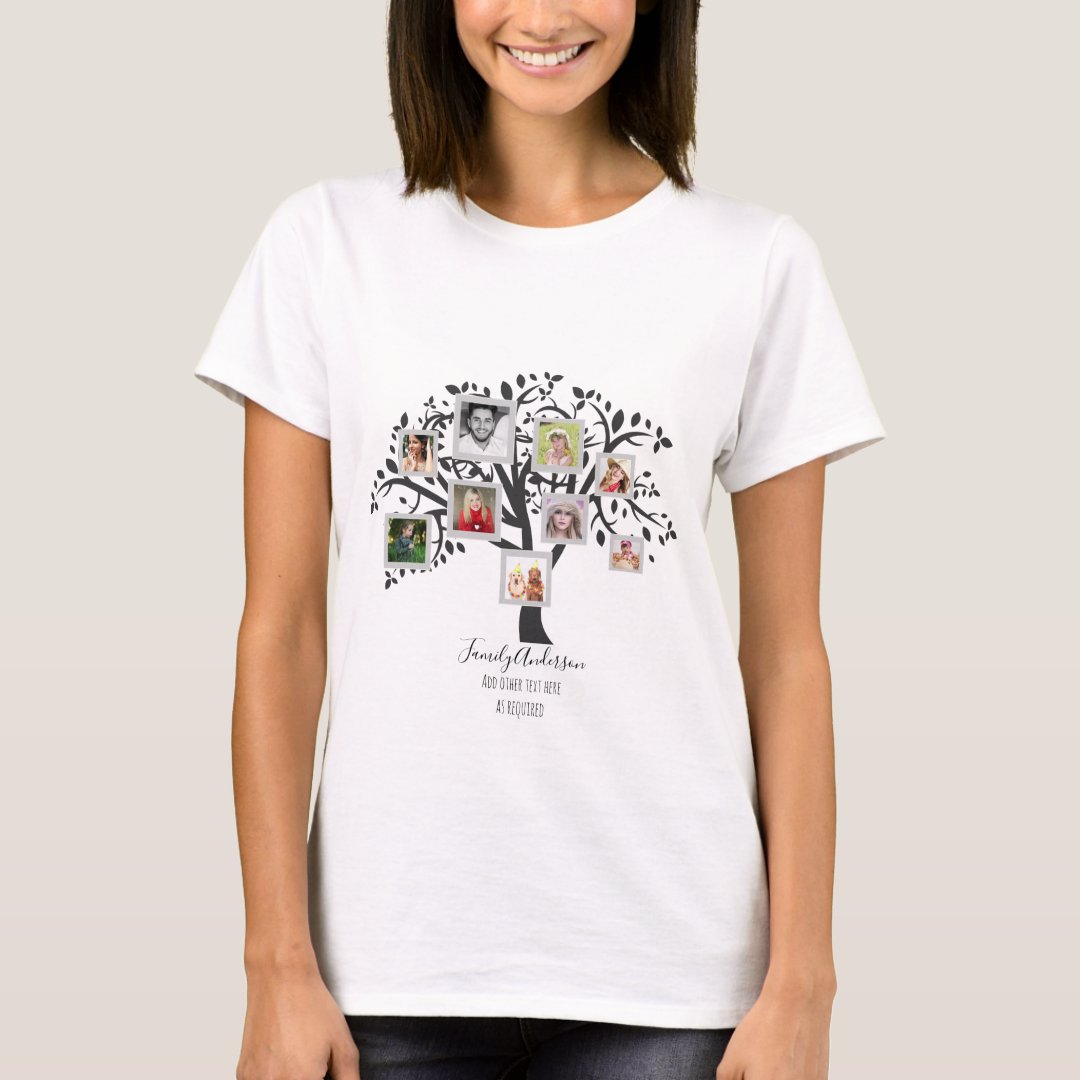 Family Tree Photo Collage Template Personalized T-Shirt | Zazzle