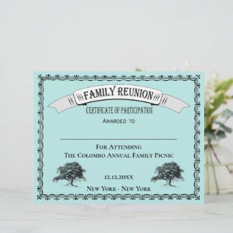 Family Tree Reunion Certificate of Participation | Zazzle