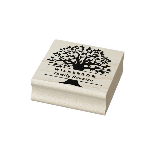 Family Tree Reunion Genealogy Custom Name Logo Rubber Stamp | Zazzle