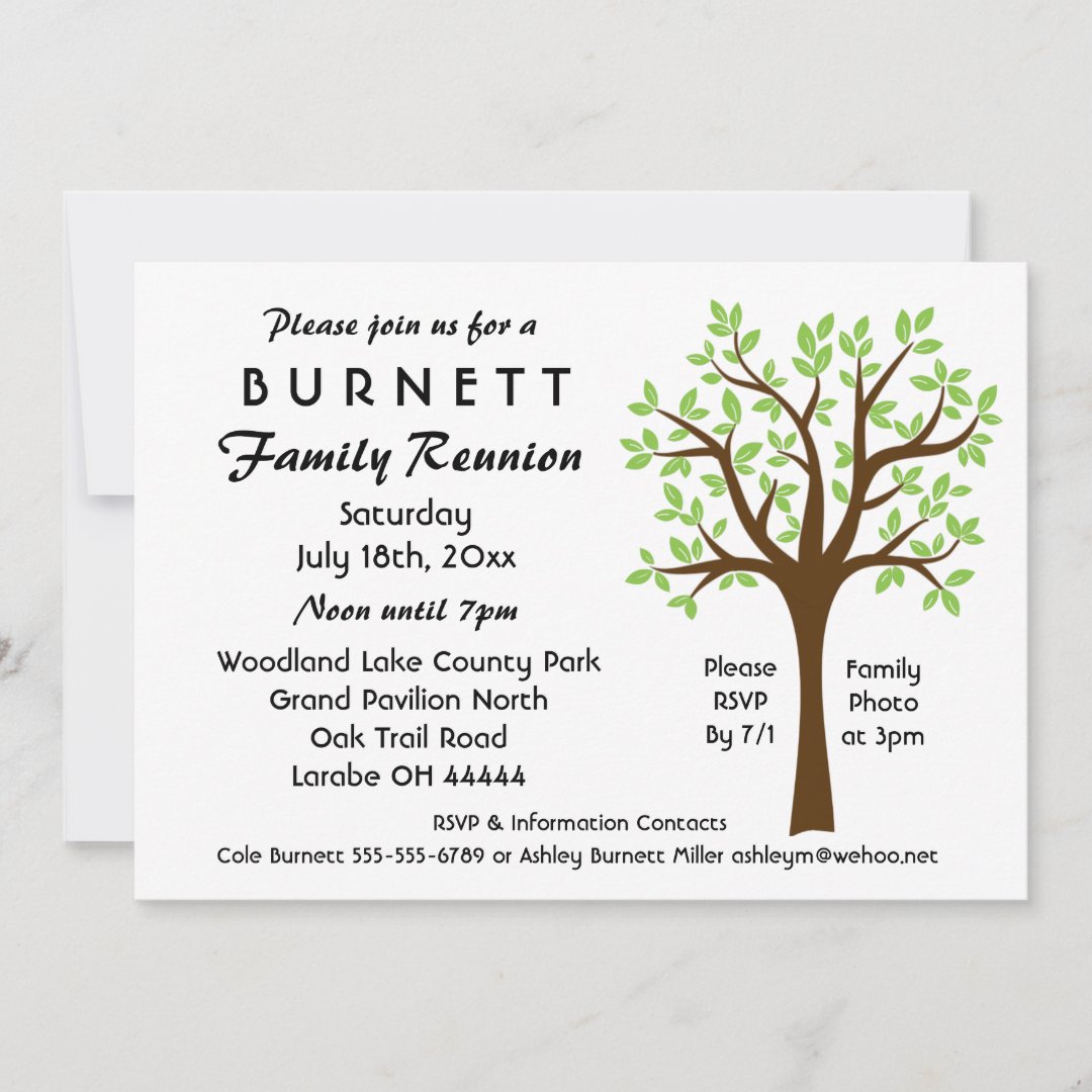 Family Tree Reunion Invitation | Zazzle