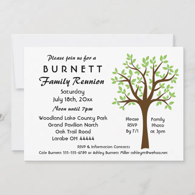 Family Tree Reunion Invitation | Zazzle