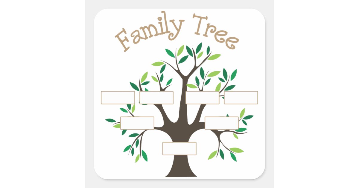 Family Tree Square Sticker | Zazzle