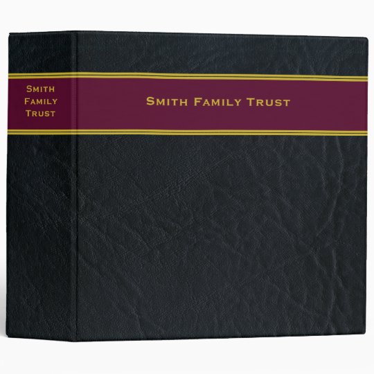 Family Trust Estate Planning Black Faux binder | Zazzle.com