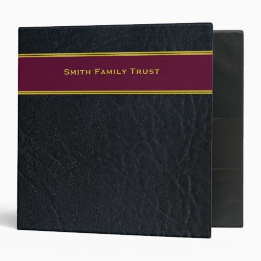 Family Trust Estate Planning Black Faux binder | Zazzle