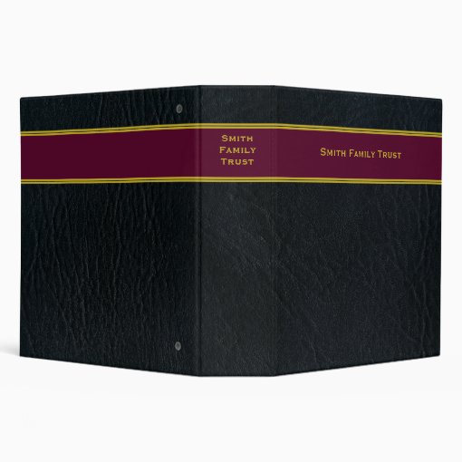 Family Trust Estate Planning Black Faux binder | Zazzle