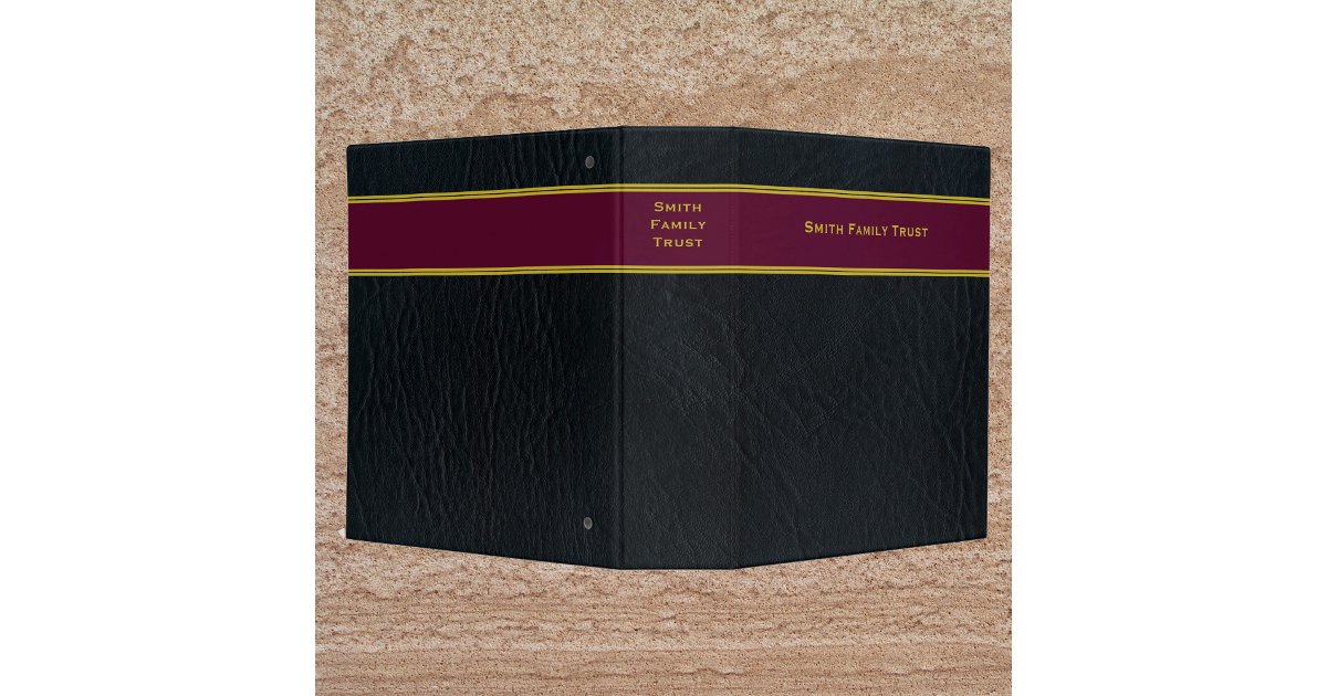 Family Trust Estate Planning Black Faux binder | Zazzle