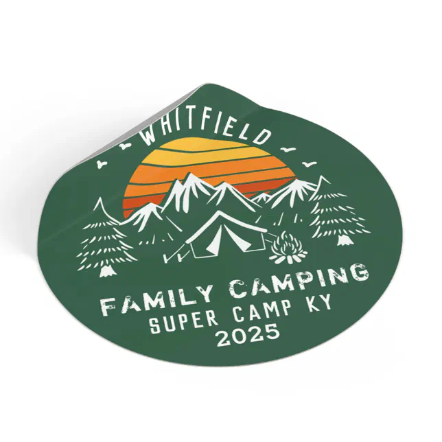 Family Vacation Camping Trip Classic Round Sticker | Zazzle