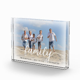 Family Vacation Memories Script Overlay Photo Block | Zazzle