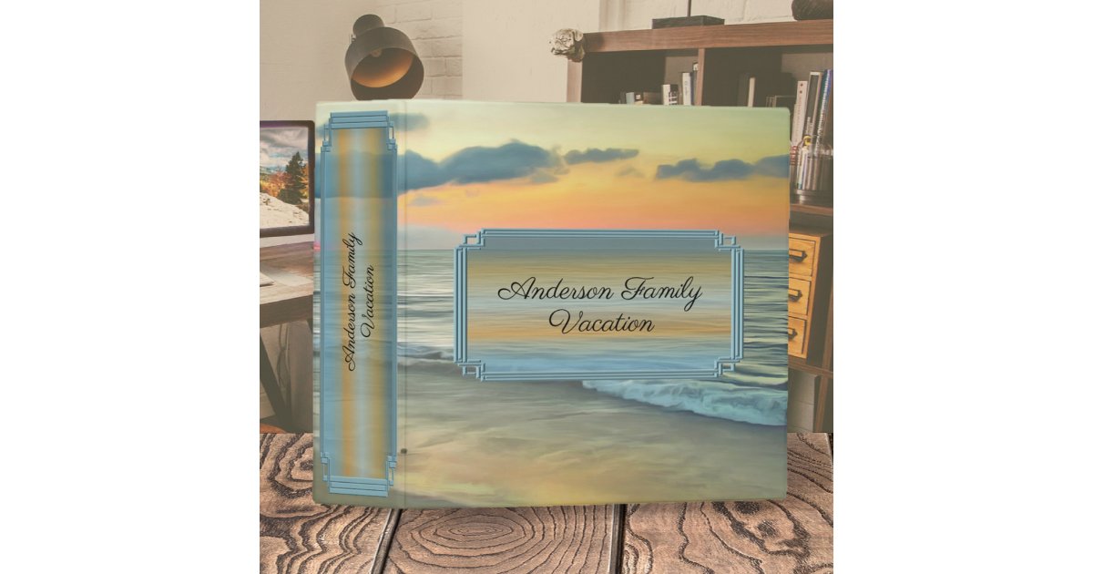 Family Vacation Ocean Sunset 0735 3 Ring Binder | Zazzle