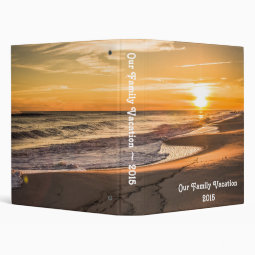 Family Vacation Photo Album with Beach Sunset Binder | Zazzle