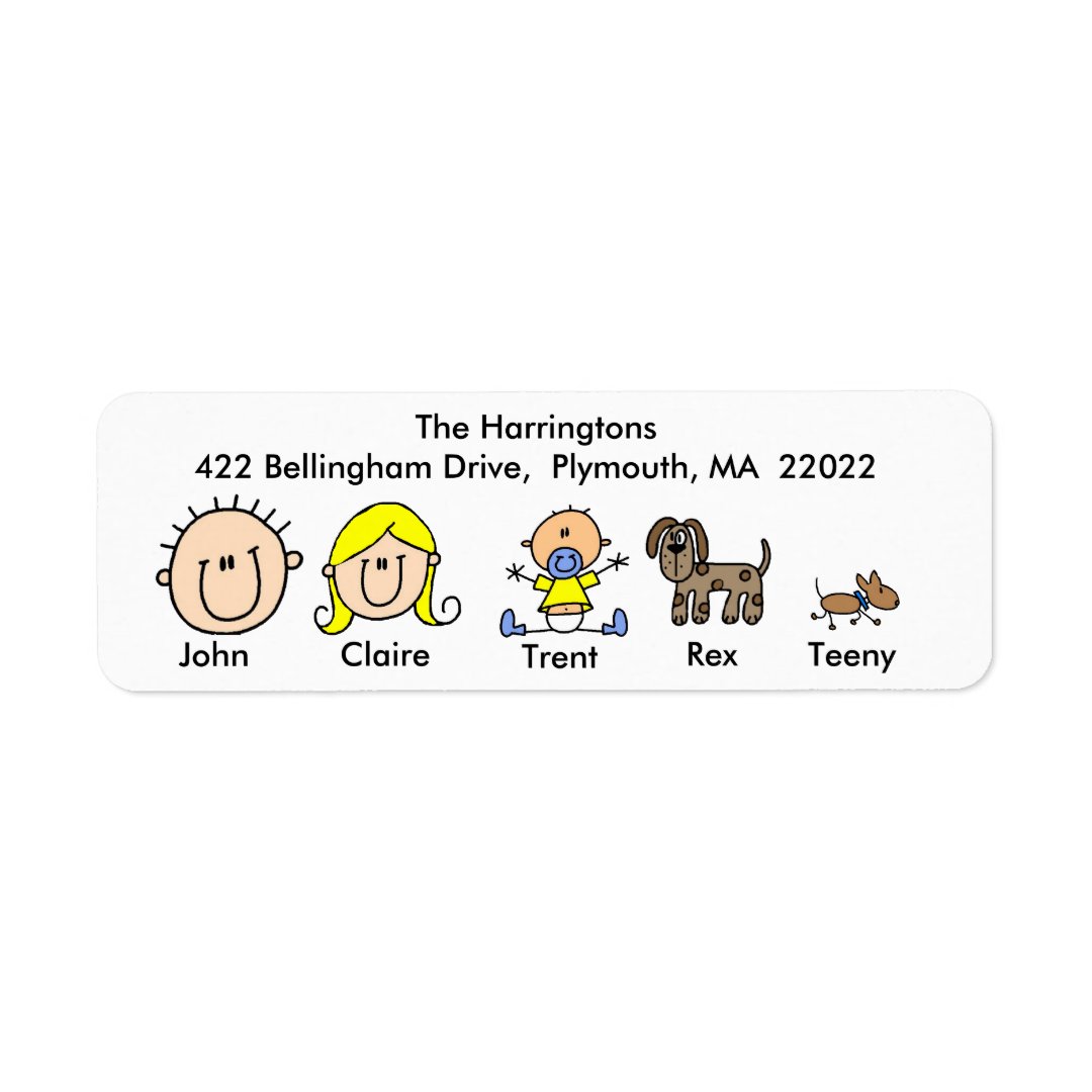 Family With Two Dogs Address Labels | Zazzle