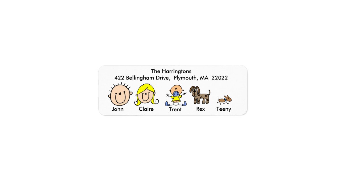 Family With Two Dogs Address Labels | Zazzle